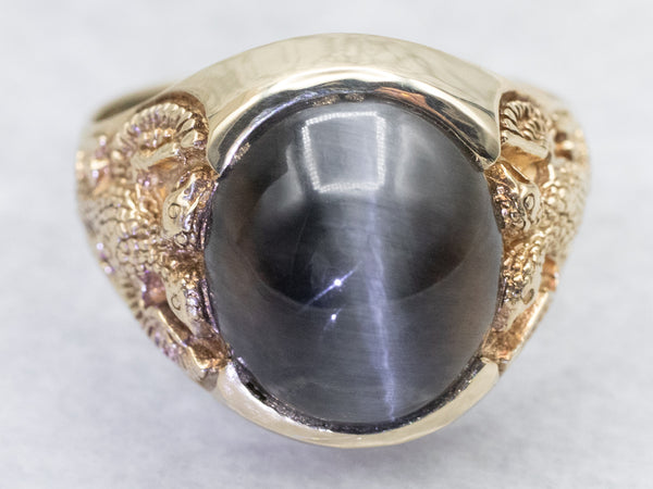 Men's Hawk's Eye Sillimanite Masonic Double Headed Eagle Ring - Market ...