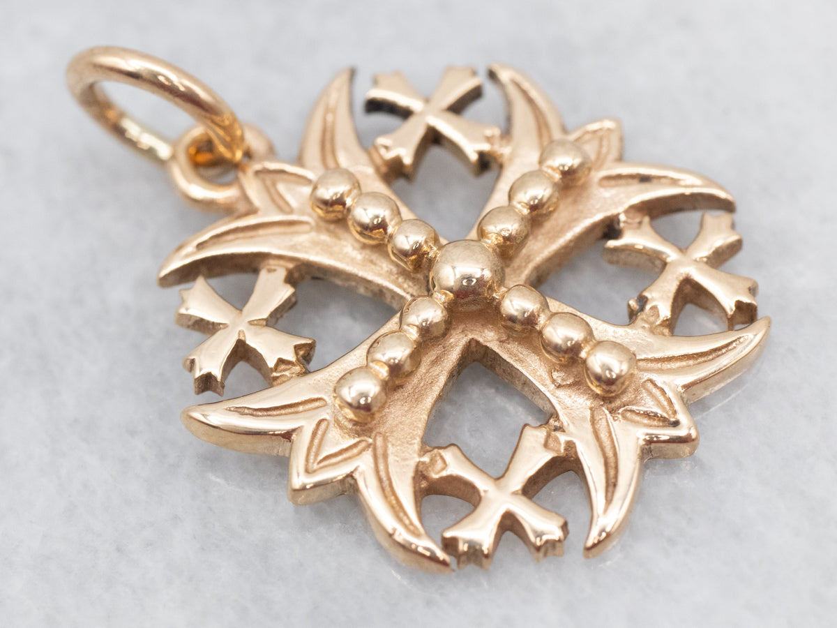 Ornate Yellow Gold Maltese Cross Pendant - Market Square Jewelers