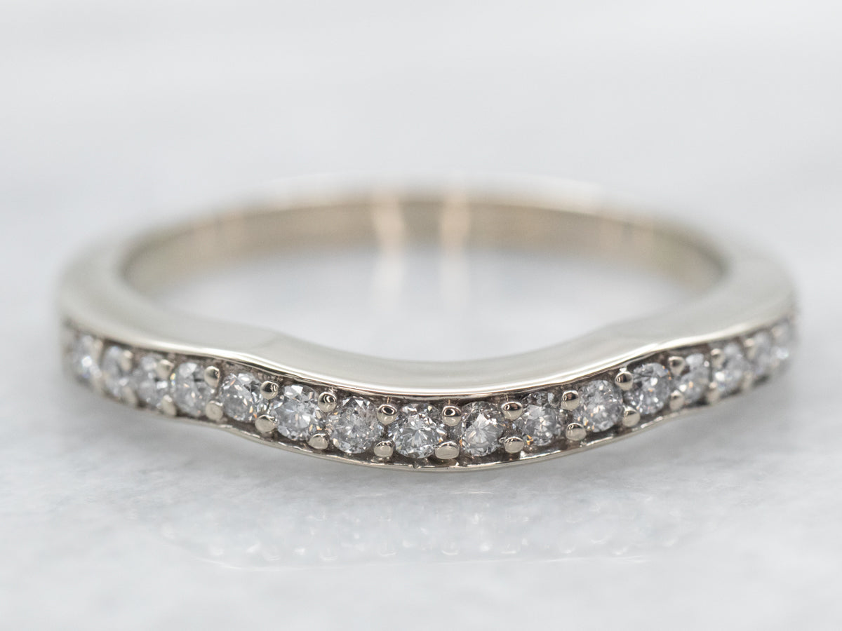 Curved White Gold Diamond Guard Band - Market Square Jewelers