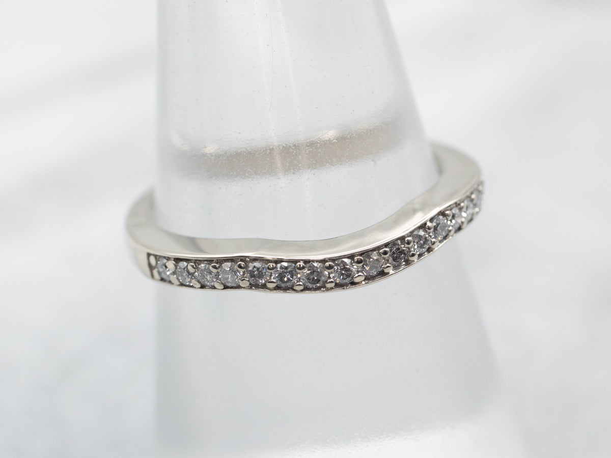 Curved White Gold Diamond Guard Band - Market Square Jewelers