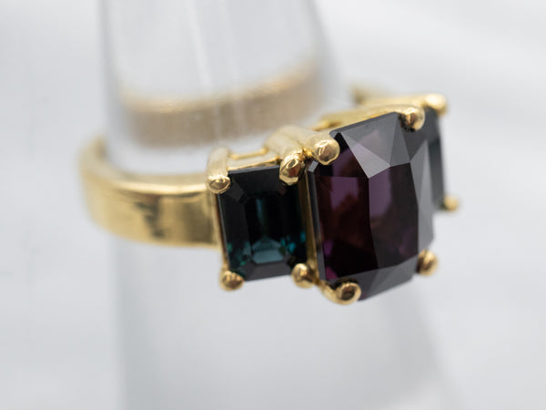 Beautiful Yellow Gold Purple Spinel and Indicolite Tourmaline Ring ...