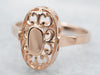 Pretty Rose Gold Filigree Signet Ring