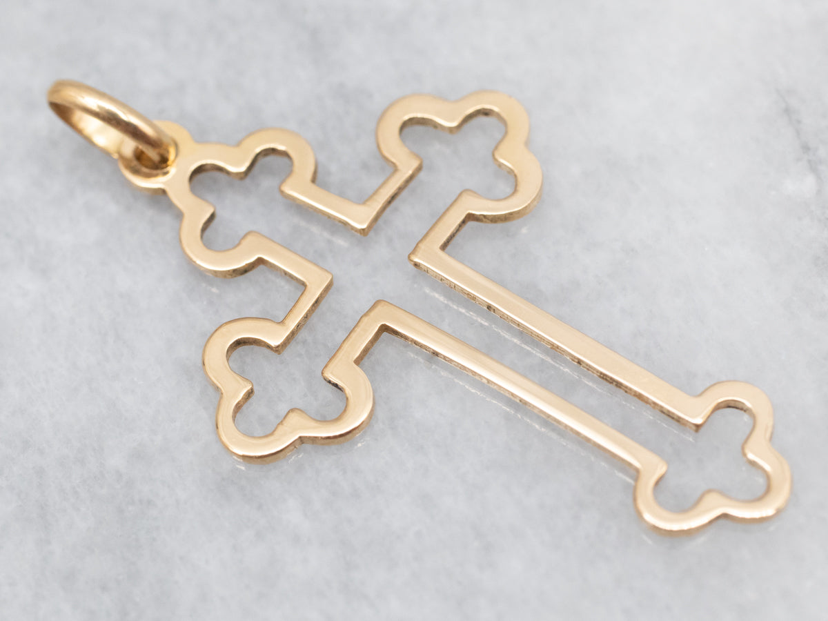 Simple Gold Contour Cross Pendant - Market Square Jewelers