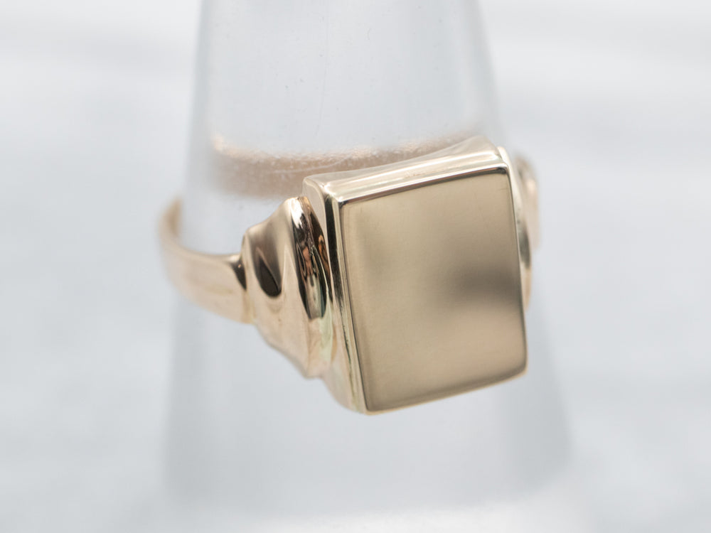 Yellow Gold Rectangular Plain Signet Ring - Market Square Jewelers