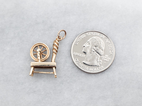 Sleeping Beauty's Gold Spinning Wheel Charm - Market Square Jewelers