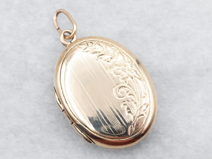 Heavy Gold Book Locket with Monogram and Enamel Details