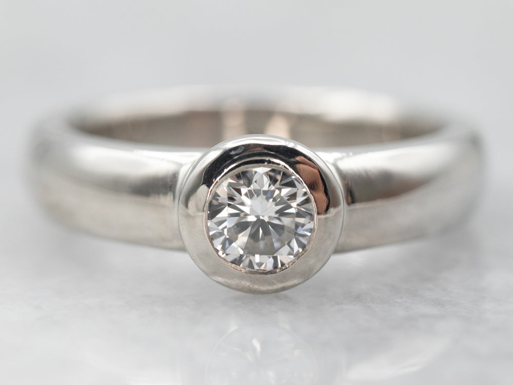 Platinum Bezel Set Diamond Solitaire Engagement Ring - Market Square ...