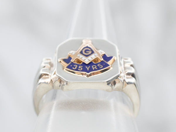 Vintage Masonic 35th Year Anniversary Statement Ring - Market Square ...