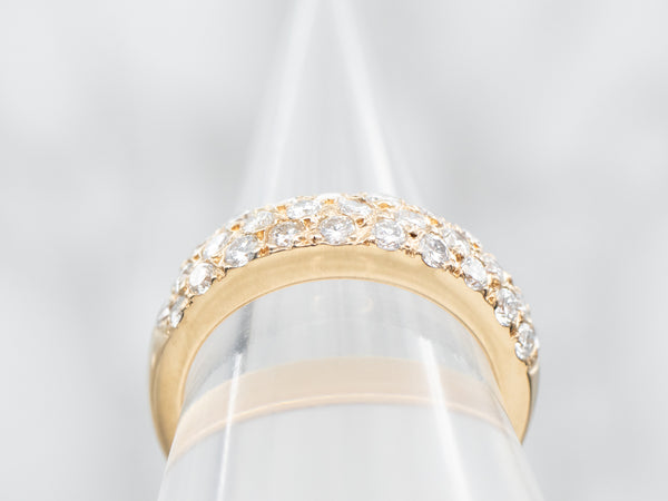 Yellow Gold Triple Row Diamond Encrusted Band - Market Square Jewelers