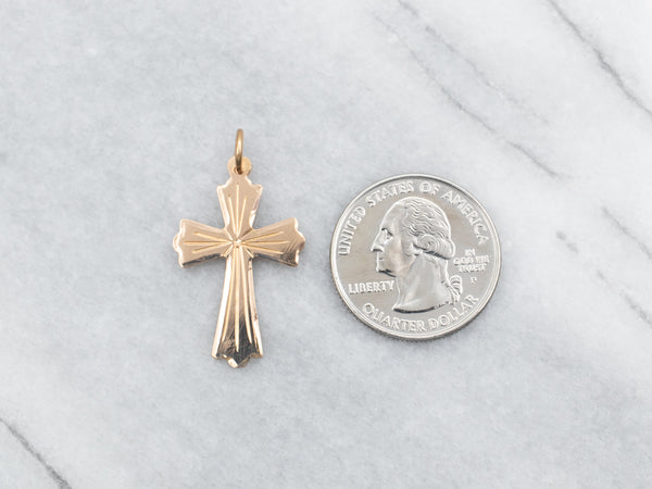 Vintage Etched Cross Pendant - Market Square Jewelers