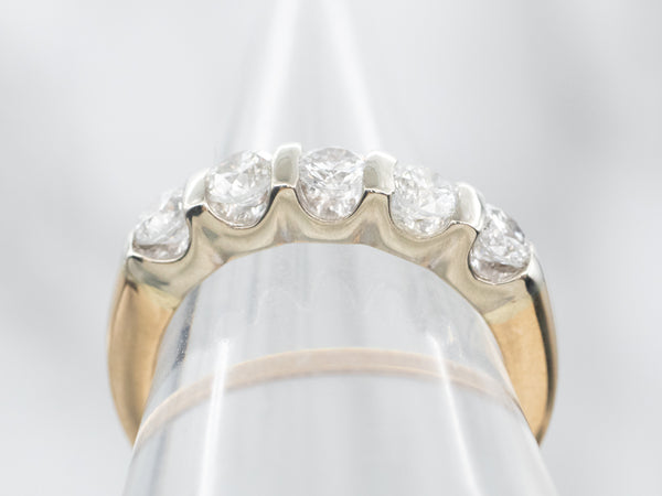 Two Tone Bar Set Diamond Band - Market Square Jewelers