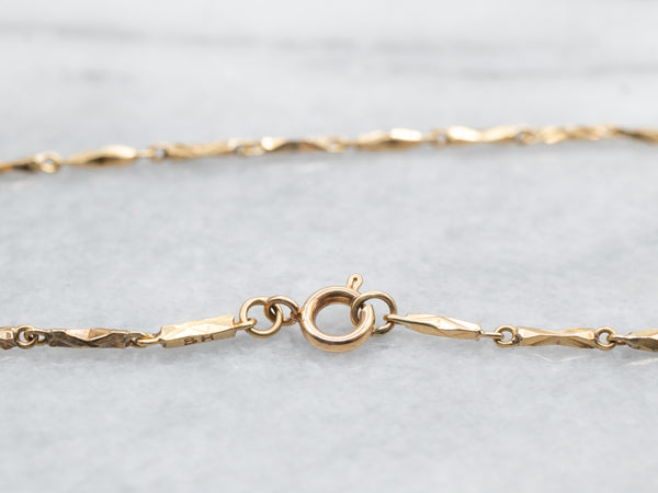 Unique Gold Bar Link Chain with Spring Ring Clasp - Market Square Jewelers