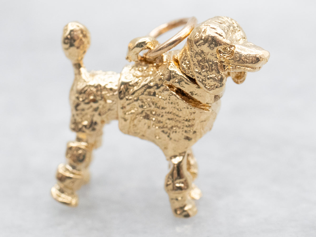 Yellow Gold Poodle Charm with Moving Head - Market Square Jewelers