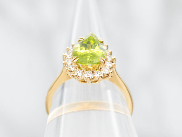 Modern Peridot Ring with Diamond Halo - Market Square Jewelers