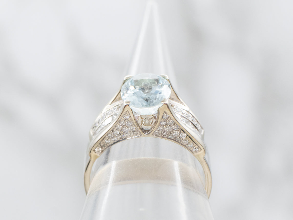 Modern Aquamarine and Diamond Statement Ring - Market Square Jewelers