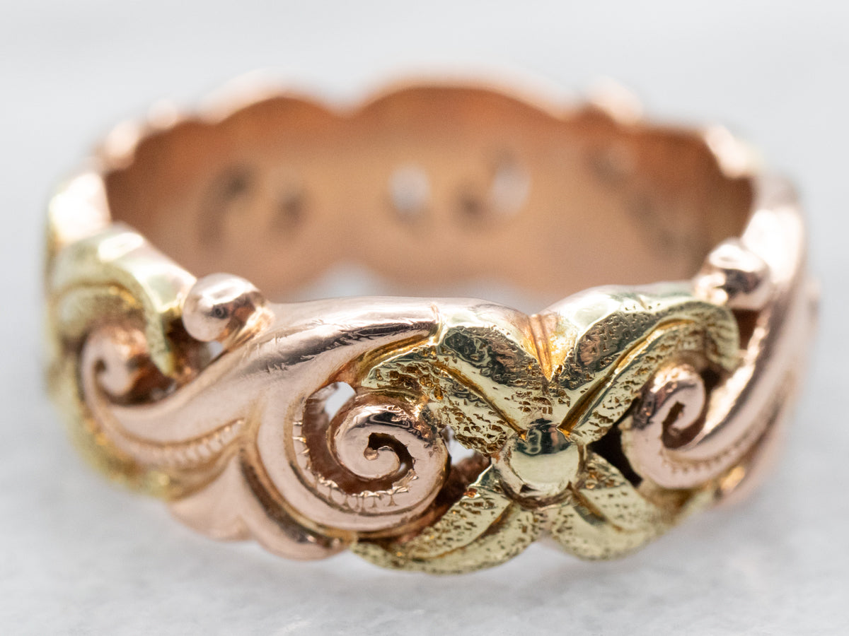 Two Tone Scrolling Wedding Band - Market Square Jewelers