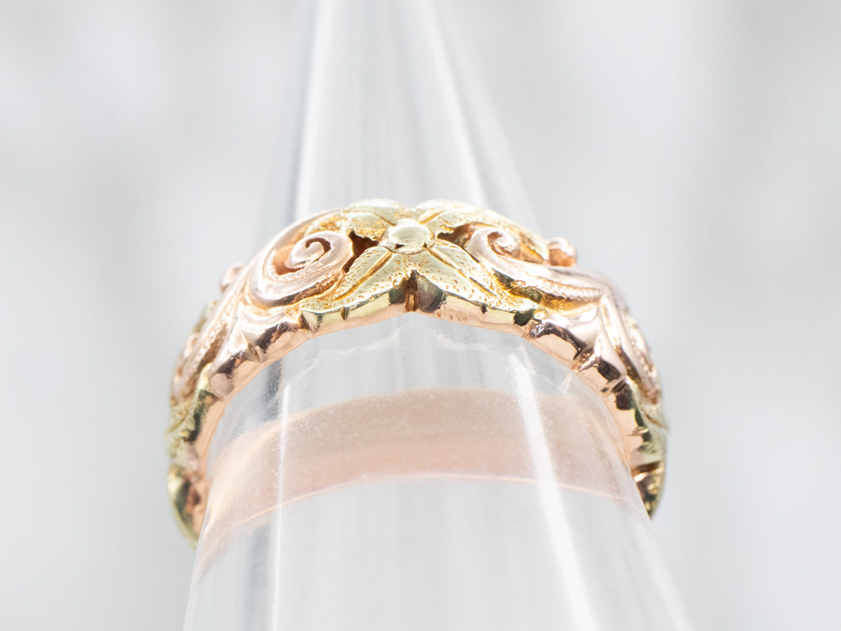 Two Tone Scrolling Wedding Band - Market Square Jewelers
