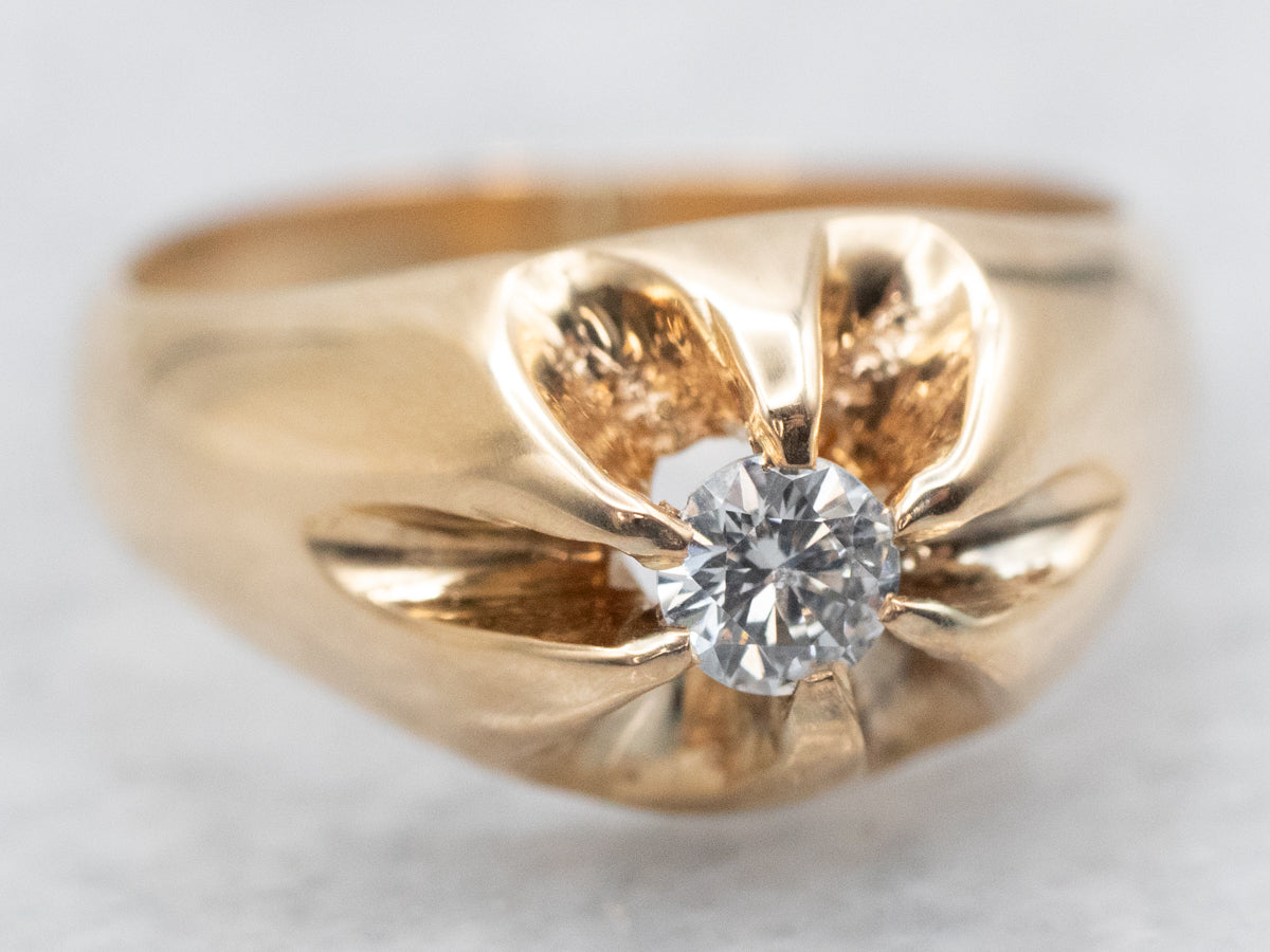 Victorian Belcher Set Diamond Solitaire Engagement Ring - Market Square ...