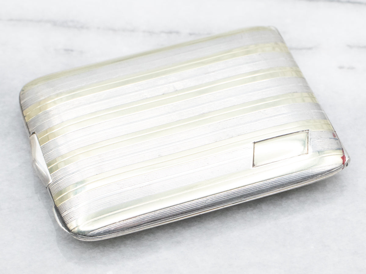 Vintage Gold and Silver Pin Striped Cigarette Case - Market Square Jewelers