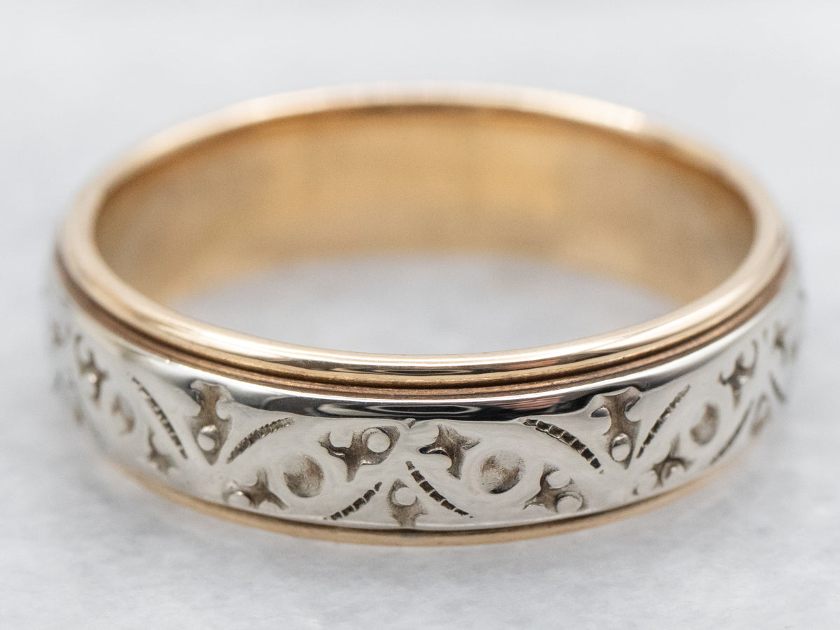 Two Tone Patterned Wedding Band Market Square Jewelers two-tone-patterned-wedding-band-market-square-jewelers