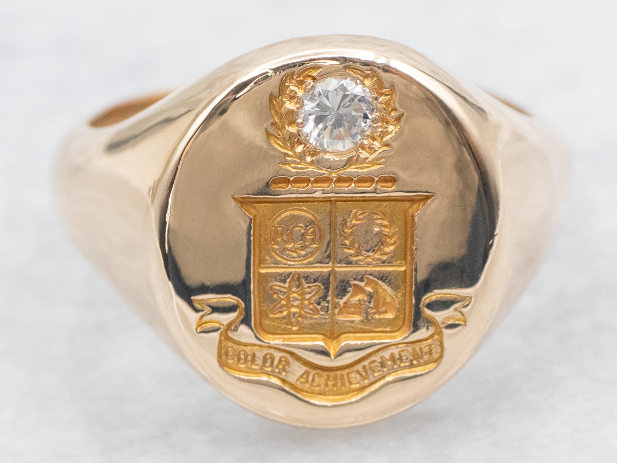 Men's Rare Diamond RCA Color Achievement Gold Signet Ring - Market ...