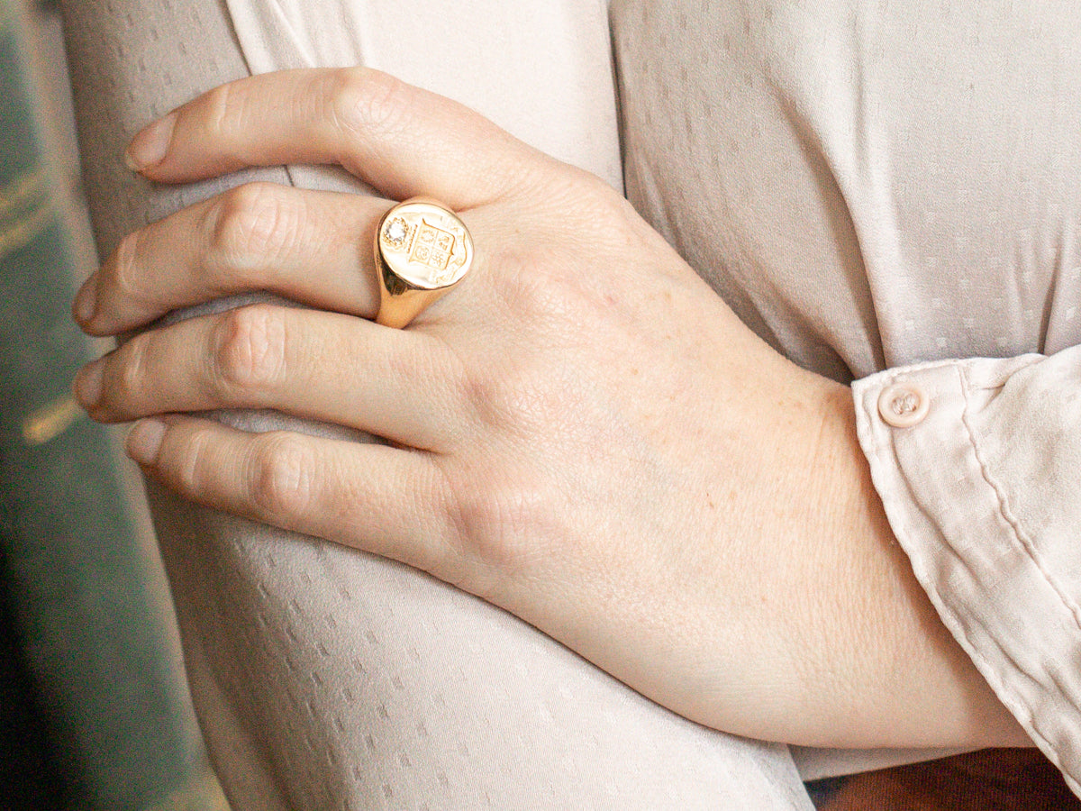 Men's Rare Diamond RCA Color Achievement Gold Signet Ring - Market ...