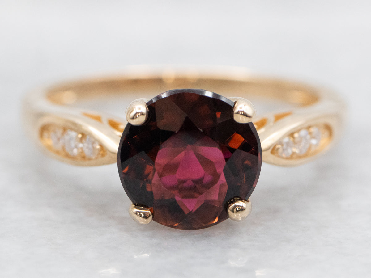 Modern Gold Red Tourmaline and Diamond Ring - Market Square Jewelers