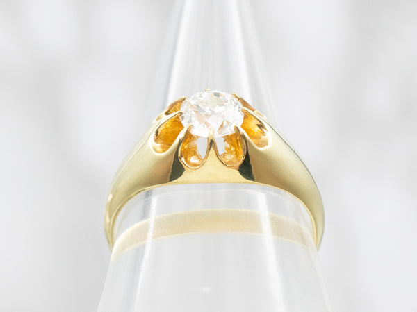 Belcher Set European Cut Diamond Solitaire Engagement Ring - Market ...