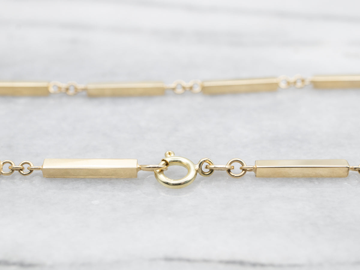 Polished Gold Bar Link Pocket Watch Chain - Market Square Jewelers