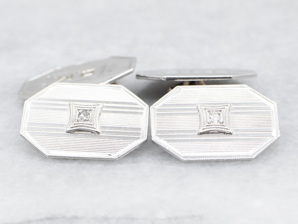 Art Deco "D.M" Monogrammed Diamond Cufflinks - Market Square Jewelers