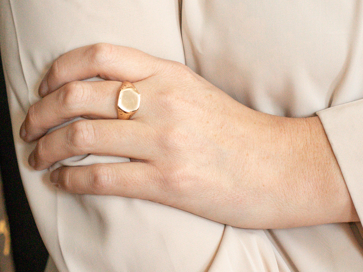 Antique Hexagonal Signet Ring with Scrolling Shoulders - Market Square ...