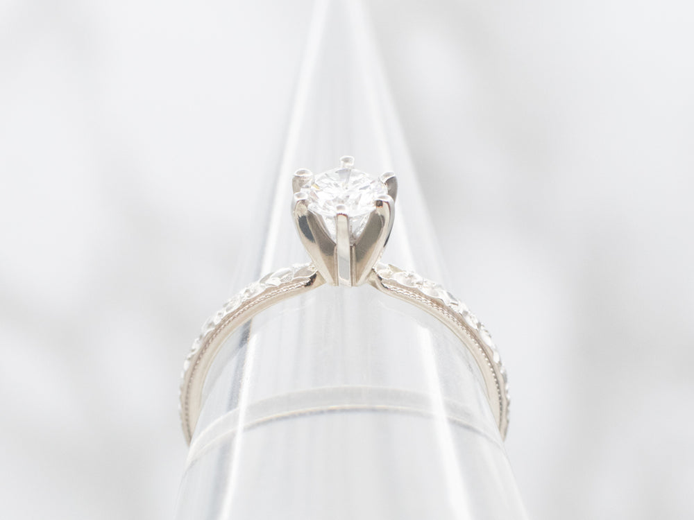 Forget-Me-Not Platinum and Diamond Solitaire Engagement Ring - Market ...
