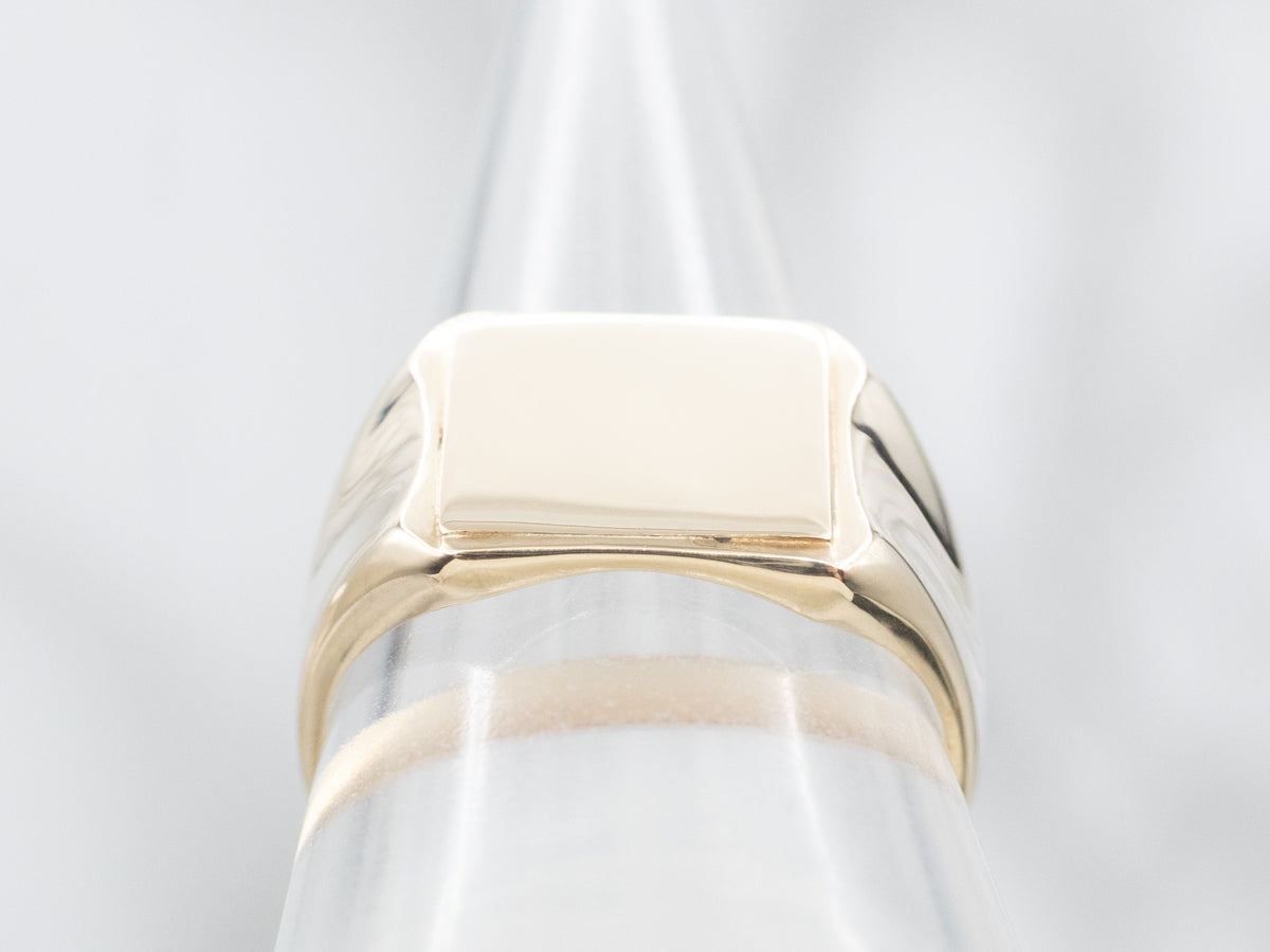 Gold Square-Topped Signet Ring - Market Square Jewelers