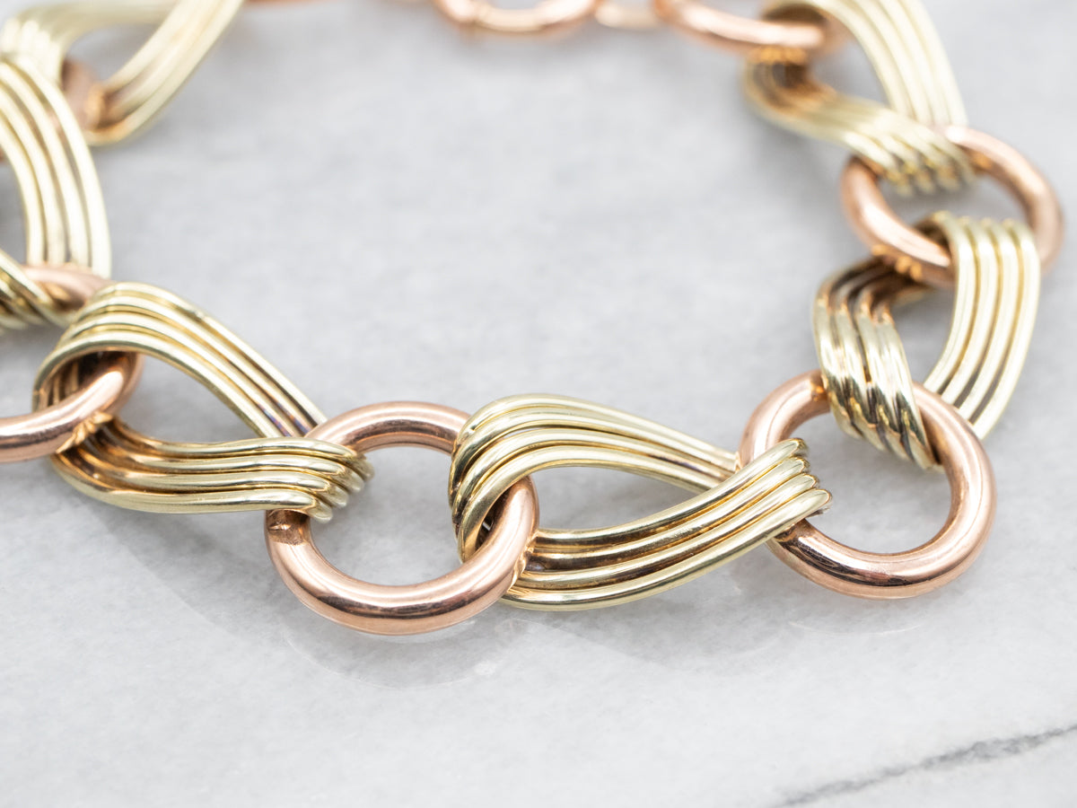 Chunky Two Tone Gold Chain Link Bracelet - Market Square Jewelers
