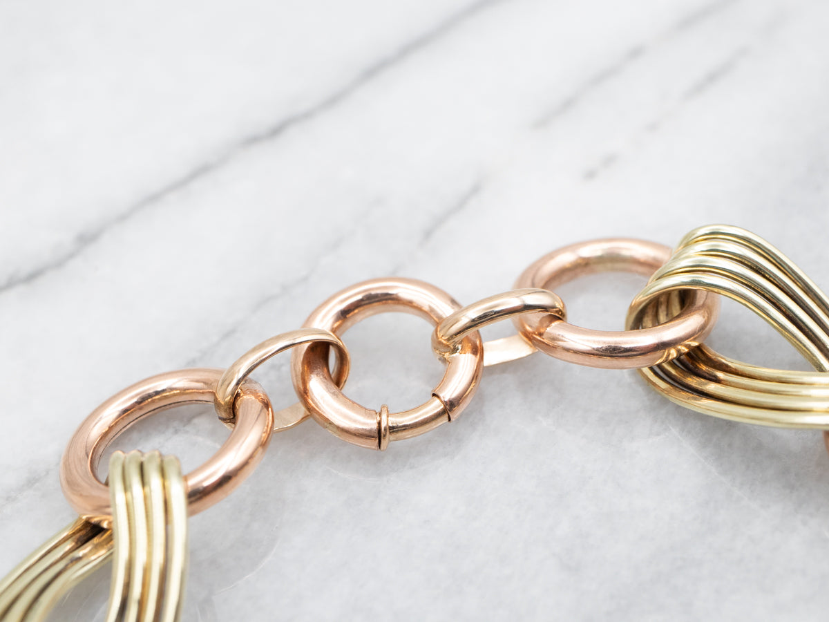 Chunky Two Tone Gold Chain Link Bracelet - Market Square Jewelers