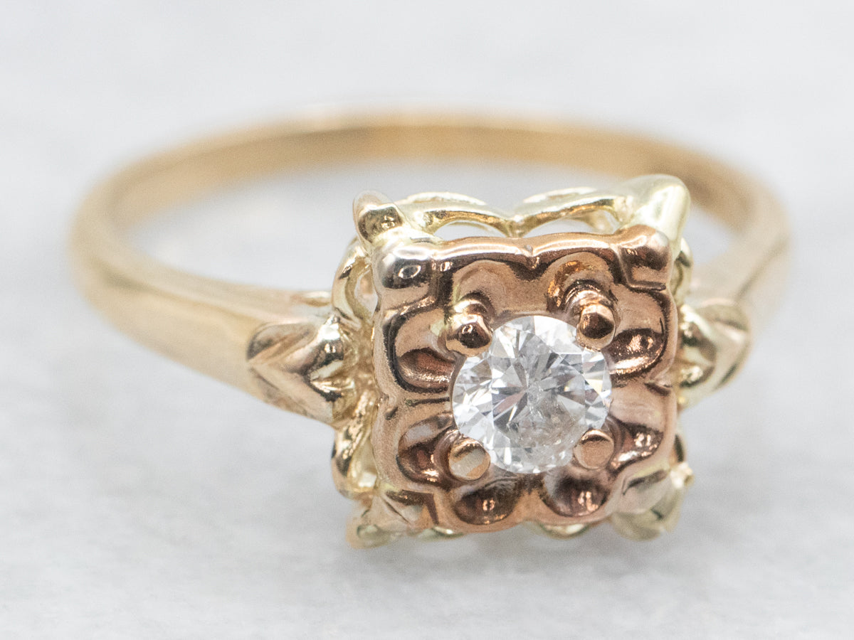 Unique Flower Diamond Solitaire Engagement Ring - Market Square Jewelers