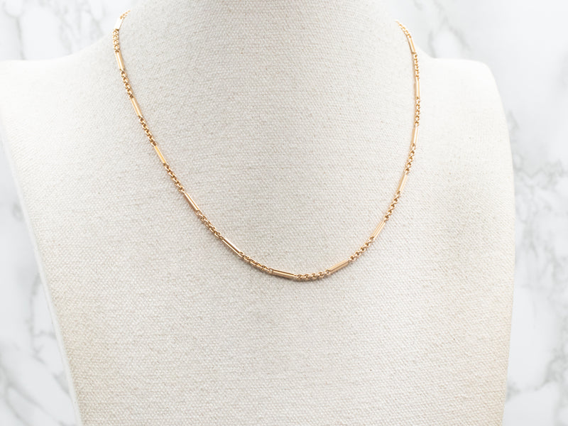 Retro Gold Bar Link Chain with Spring Ring Clasp - Market Square Jewelers