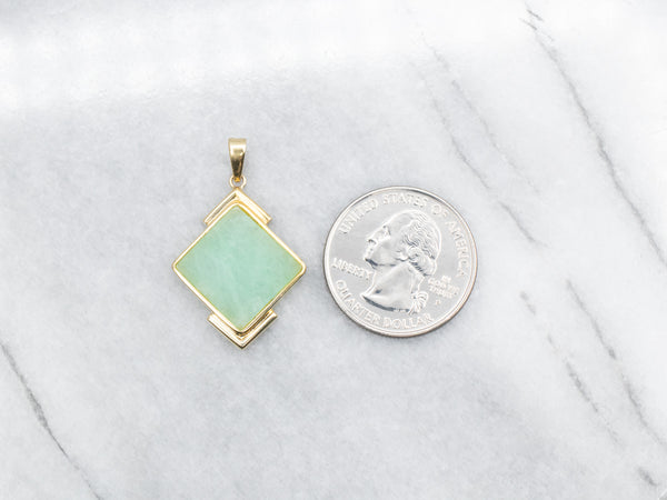Modernist Gold Square Cut Jadeite Pendant - Market Square Jewelers