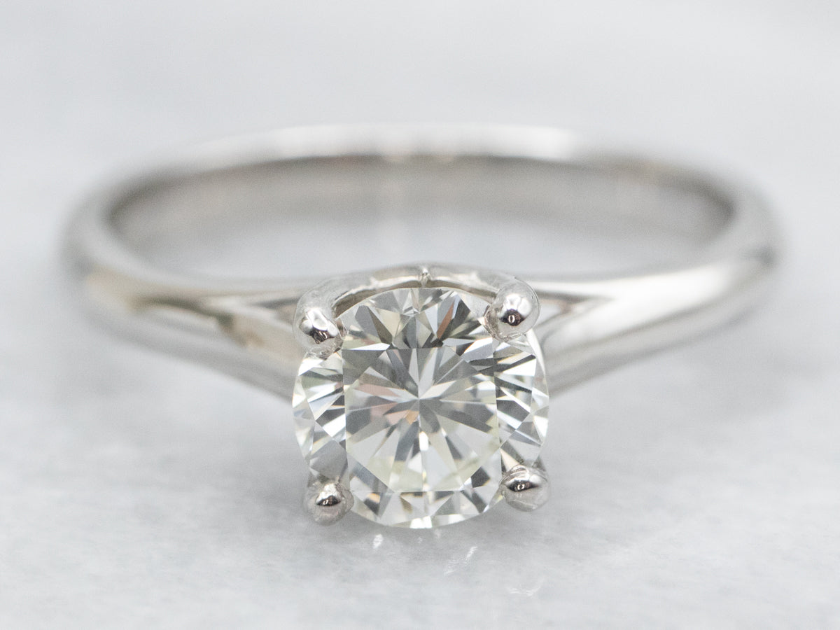Platinum Four-Prong Diamond Solitaire Engagement Ring - Market Square ...