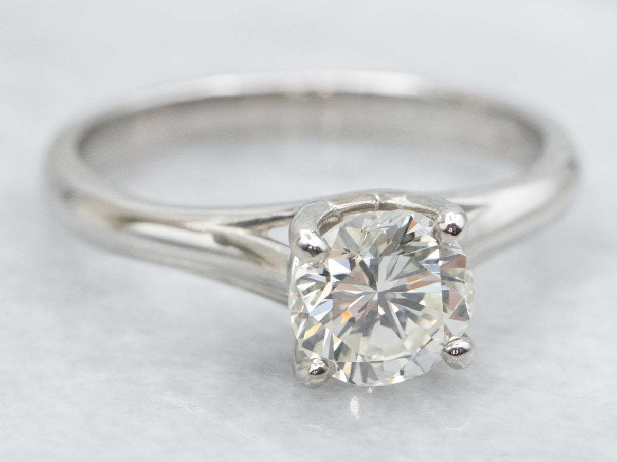 Platinum Four-Prong Diamond Solitaire Engagement Ring - Market Square ...