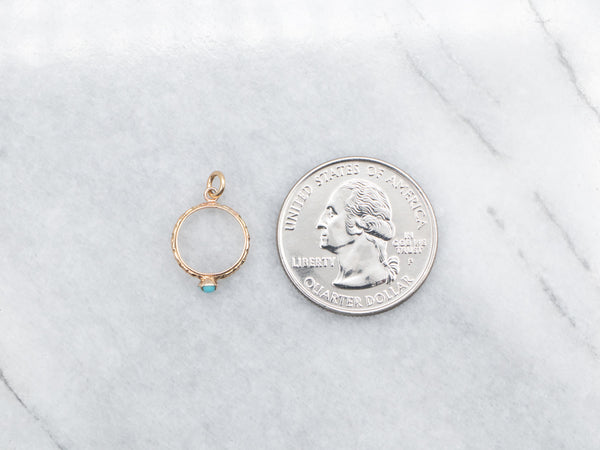 Turquoise Patterned Shank Baby Ring Pendant - Market Square Jewelers