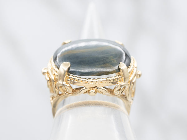 Bold Gold Hawk's Eye Sillimanite Statement Ring - Market Square Jewelers