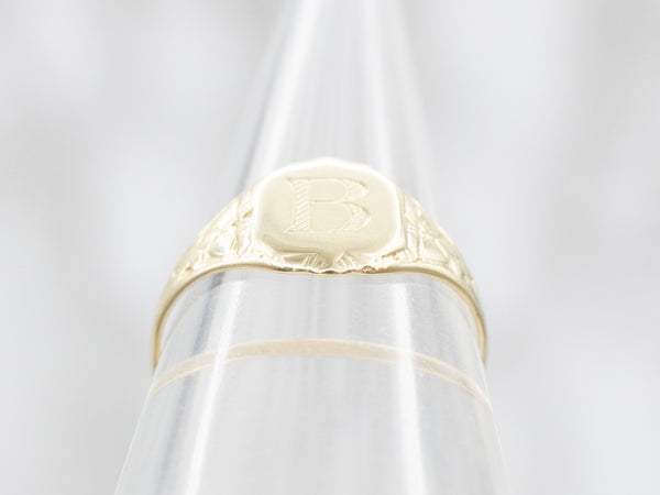 Antique Green Gold Letter "B" Signet Ring - Market Square Jewelers