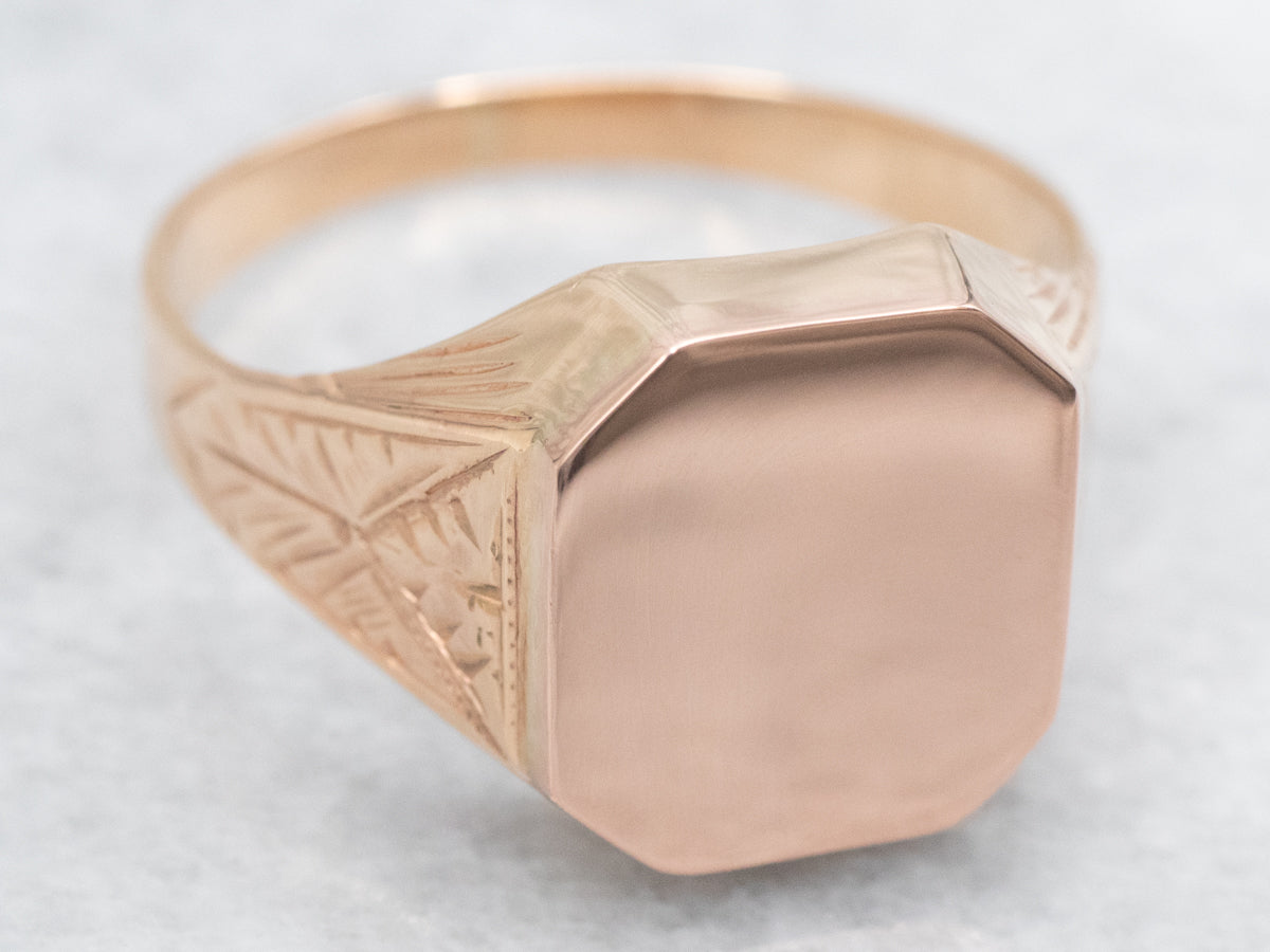 Victorian Rose Gold Octagonal Top Signet Ring - Market Square Jewelers