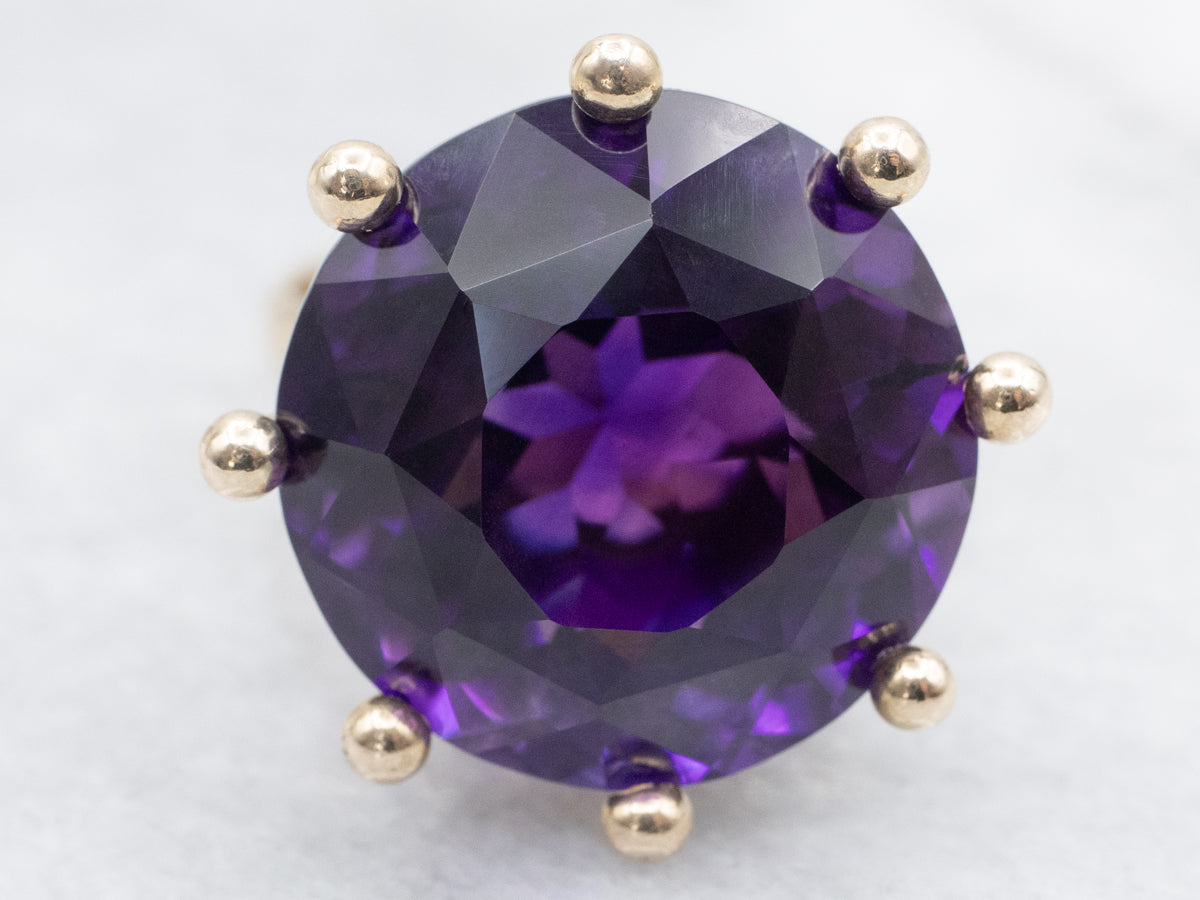 Yellow Gold Crown Set Amethyst Cocktail Ring - Market Square Jewelers