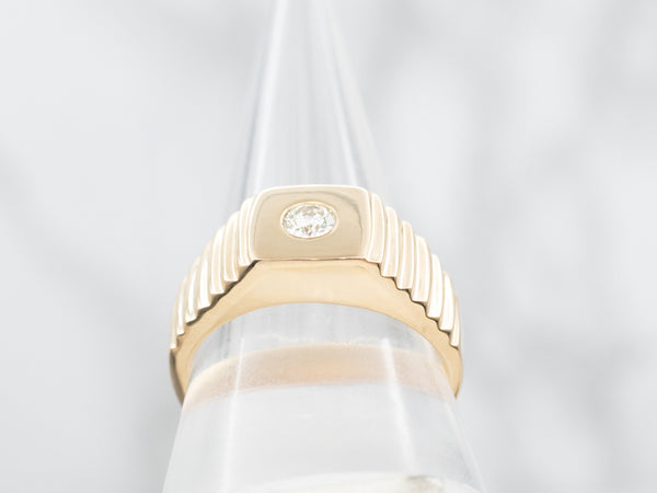 Flush Set Diamond Solitaire Ring with Lined Shoulders - Market Square ...