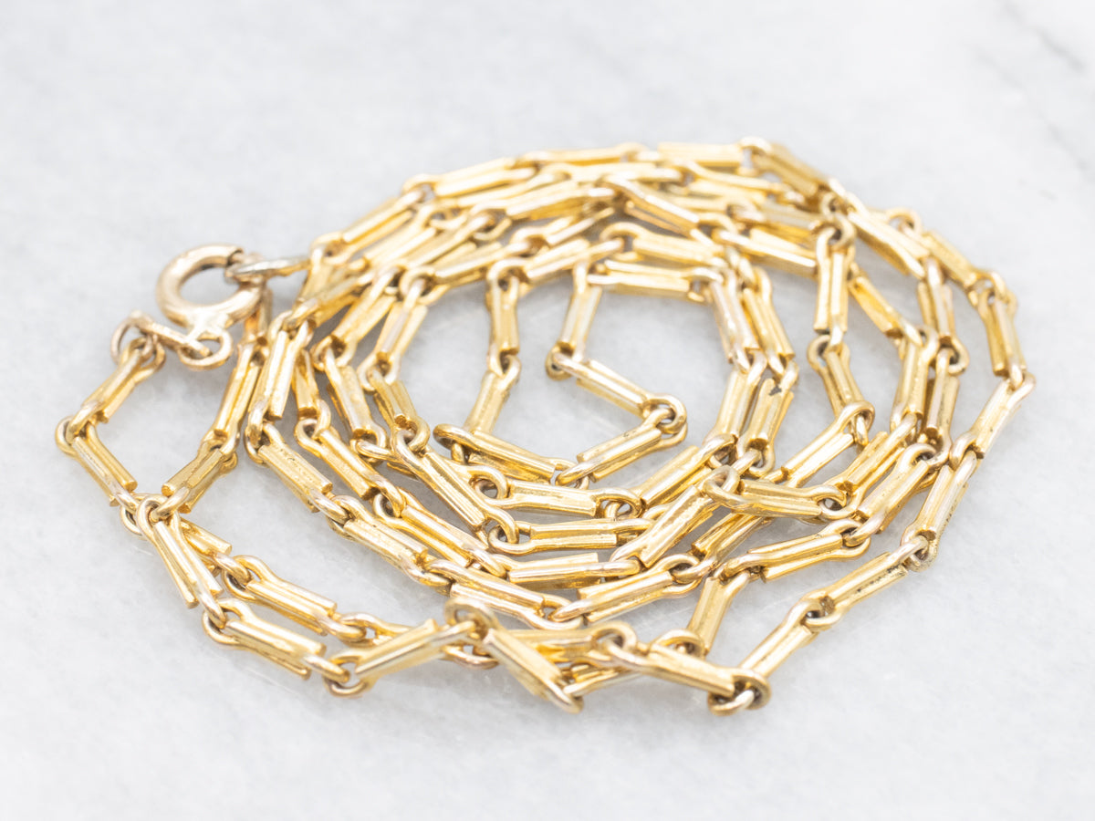 Long Lined Gold Bar Link Chain - Market Square Jewelers