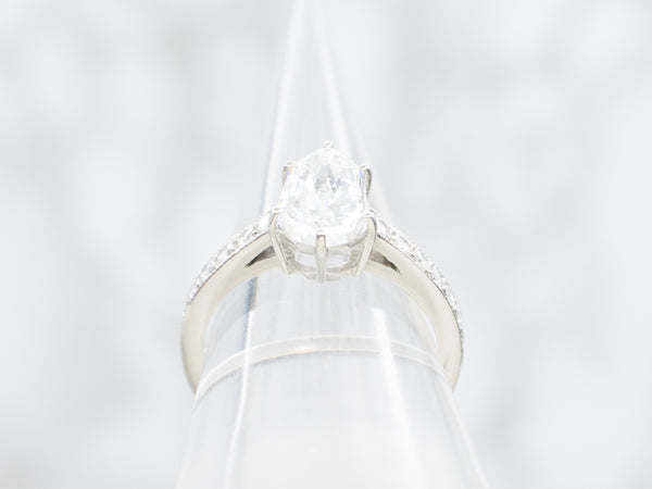 Modern GIA Certified Modified Pear-Cut Diamond Engagement Ring in Plat ...