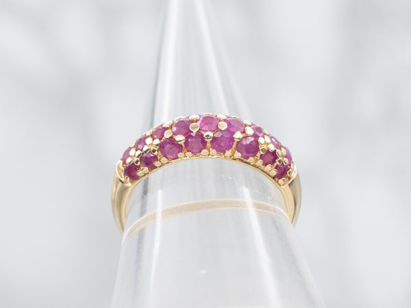 Pave Set Ruby and Gold Gemstone Band - Market Square Jewelers