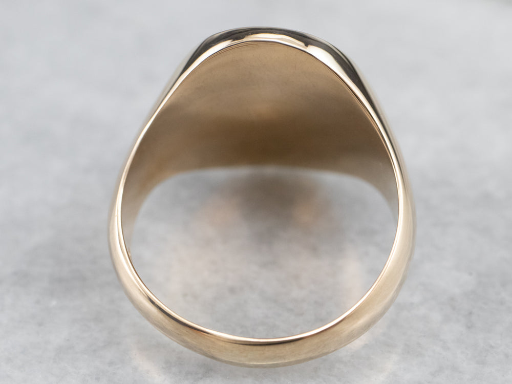 Bold Gold "D and Crown" Signet Ring - Market Square Jewelers